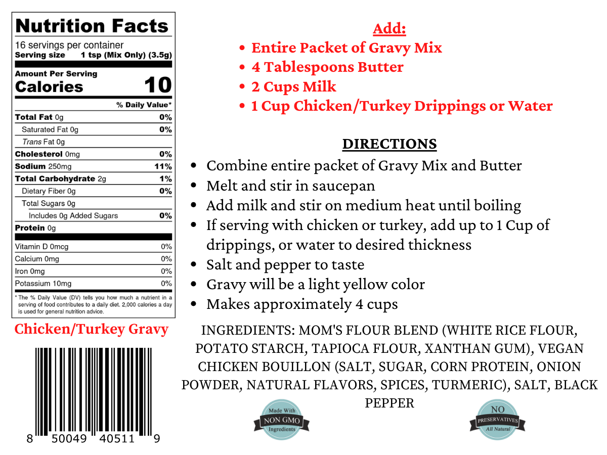 Gluten-Free Chicken Gravy or Turkey Gravy Mix