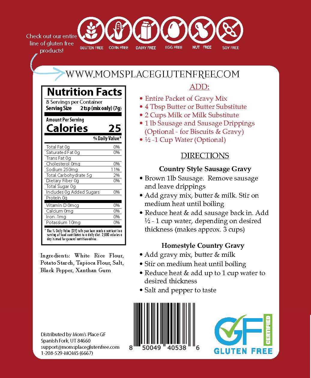 Gluten-Free Country Gravy Mix - Mom's Place Gluten Free