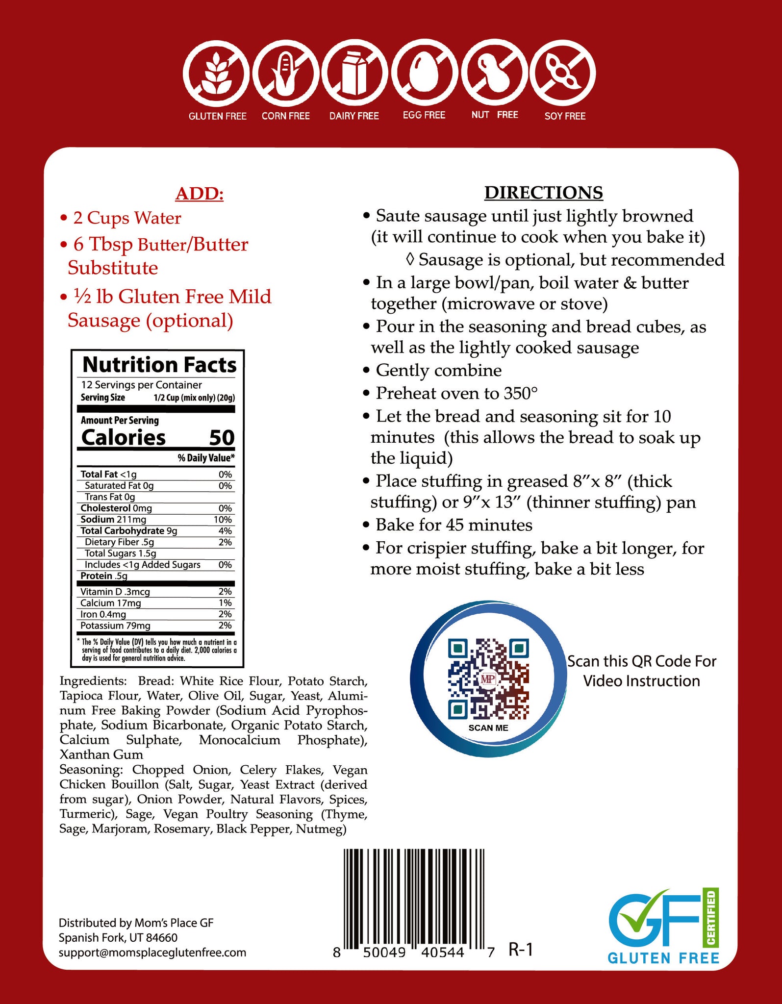 Sensational Gluten-Free Stuffing Mix - Mom's Place Gluten Free